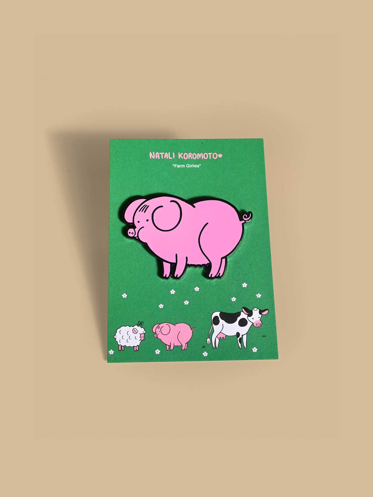 Natali Koromoto | "Farm Girly" (Pig) Enamel Pin – Goodies | Snack Shop